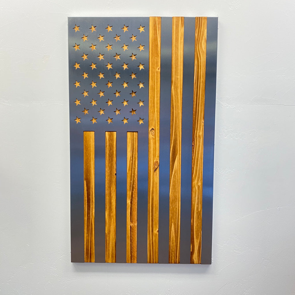Vertical Wood & Steel Flag – Metal Art of Wisconsin